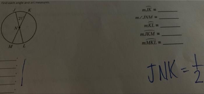Solved And each angle and are measures K HIJK = m/JNM = 21/ | Chegg.com