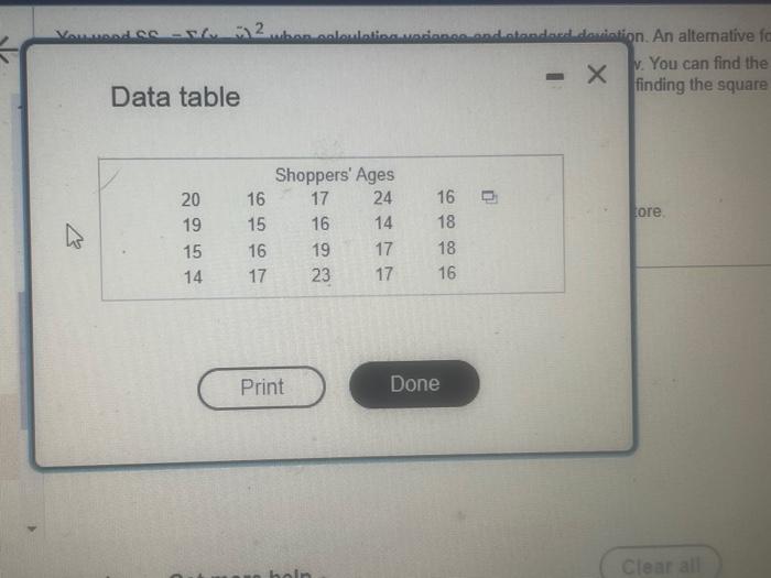 Solved Data table You can find the finding the squareYou | Chegg.com