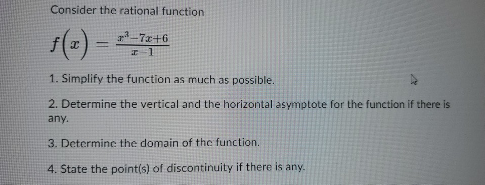 Solved Consider the rational function 23-7x+6 s(0) 2-1 1. | Chegg.com