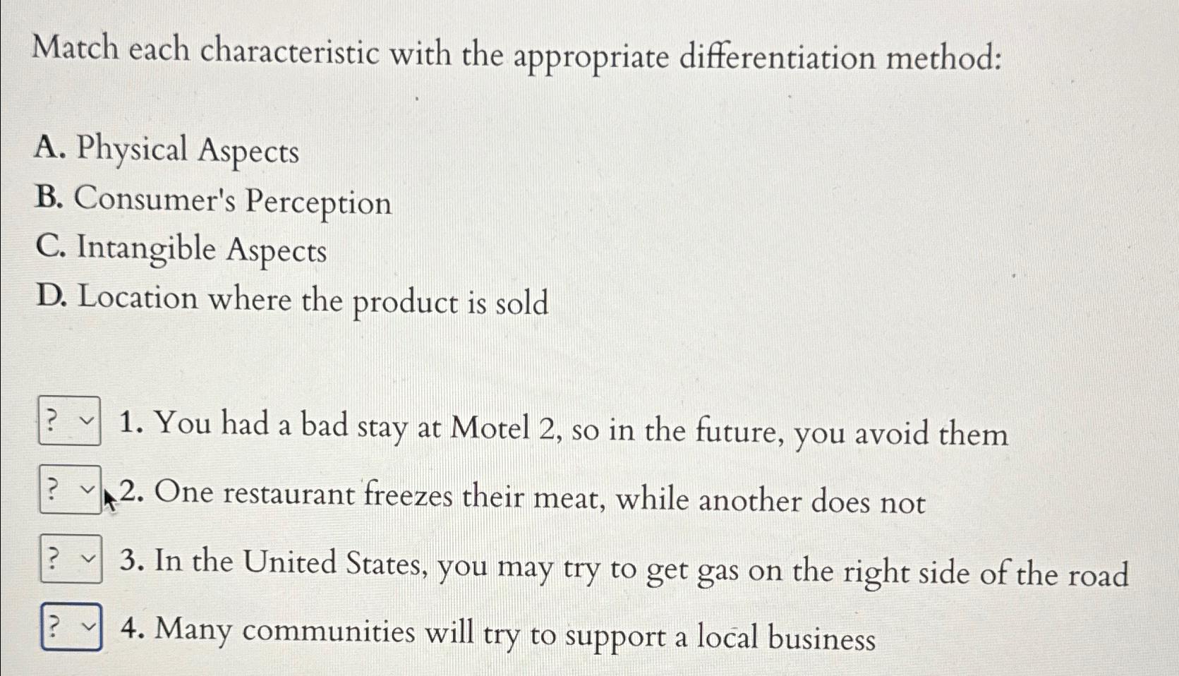 Solved Match each characteristic with the appropriate | Chegg.com