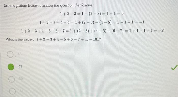 Solved Use the pattern below to answer the question that | Chegg.com