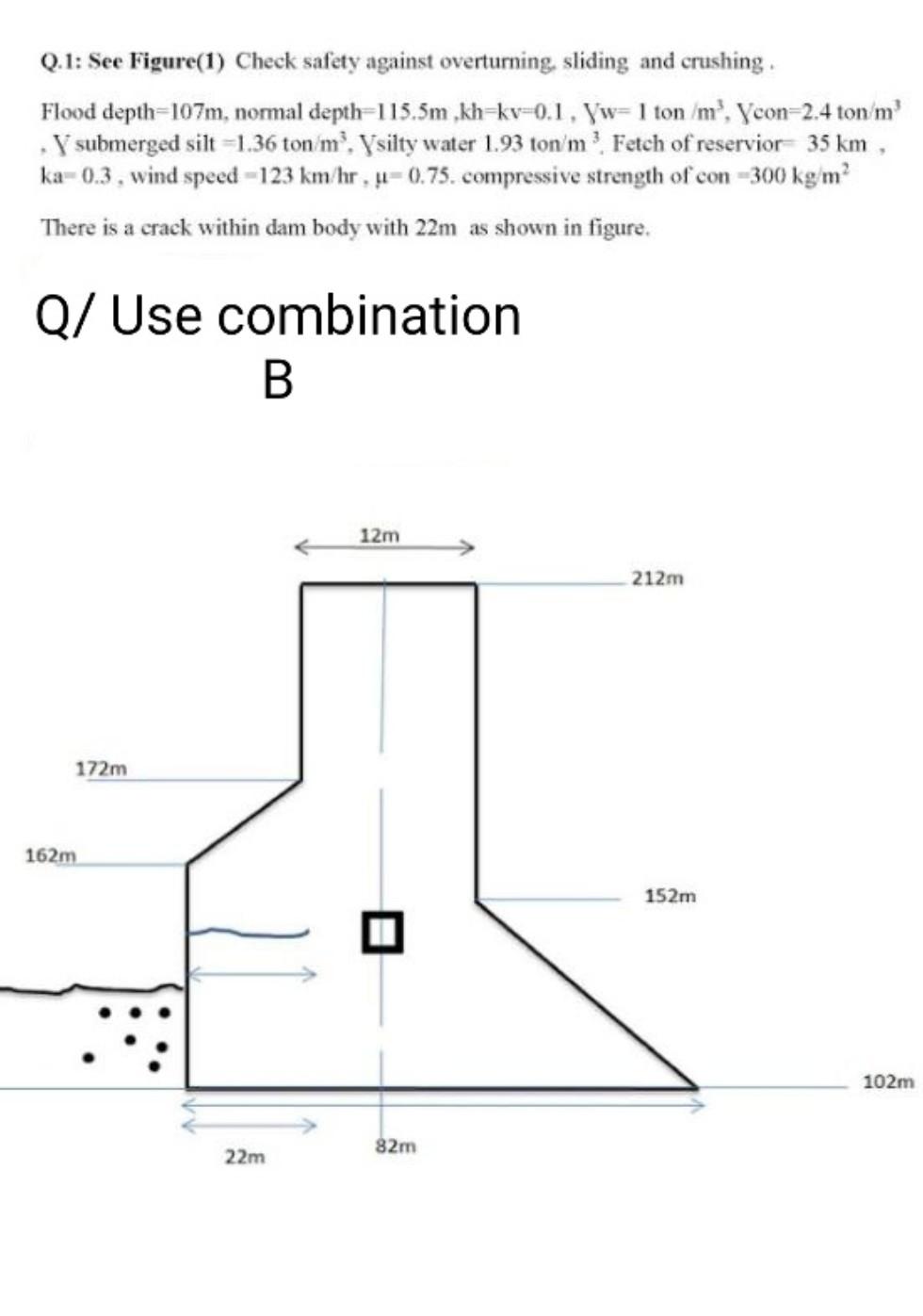 Solved Q.1: See Figure(1) Check safety against overturning, | Chegg.com