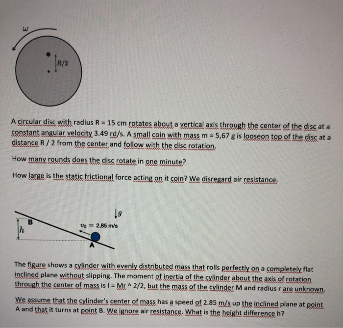 Solved R/2 A circular disc with radius R = 15 cm rotates | Chegg.com