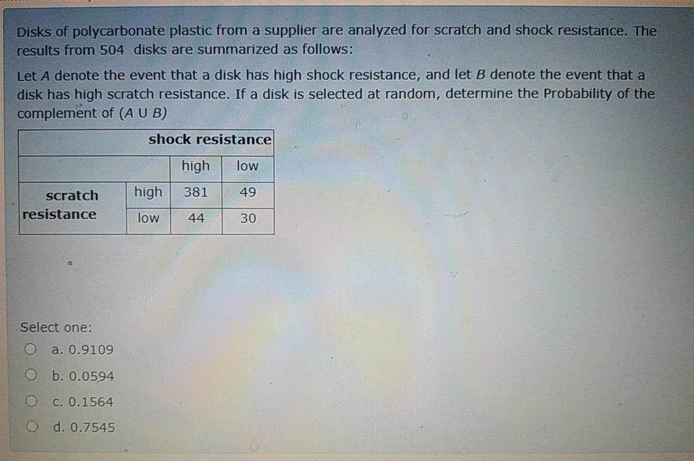Solved Disks of polycarbonate plastic from a supplier are | Chegg.com