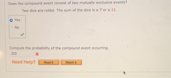 Solved Does the compound event consist of two mutually | Chegg.com