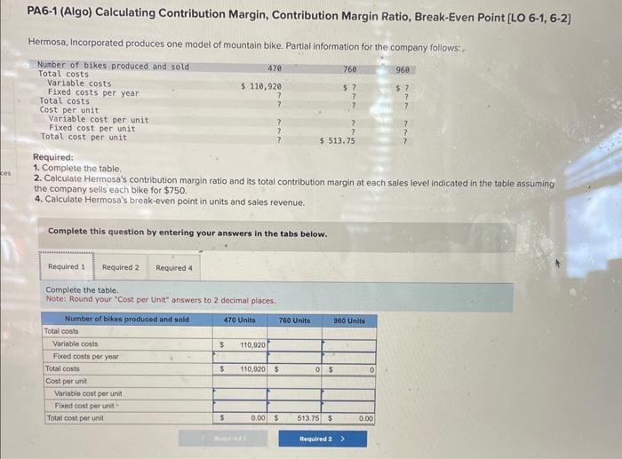 Solved PA6-1 (Algo) Calculating Contribution Margin, | Chegg.com