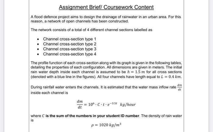 Solved Assignment Brief/ Coursework Content A flood defence | Chegg.com