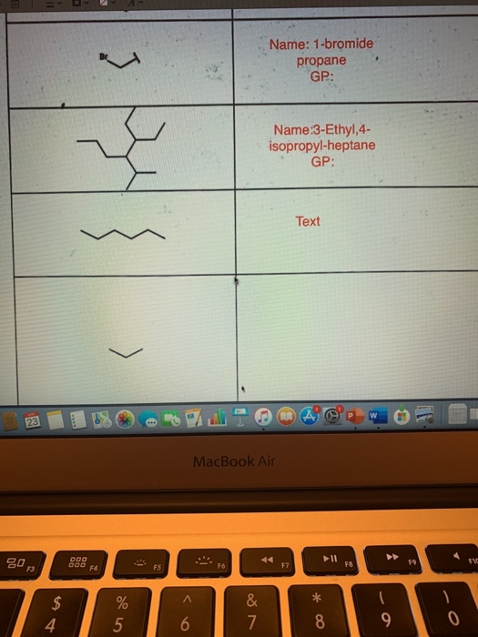 Solved Name: 1-bromide propane GP: Name:3-Ethyl, 4- | Chegg.com