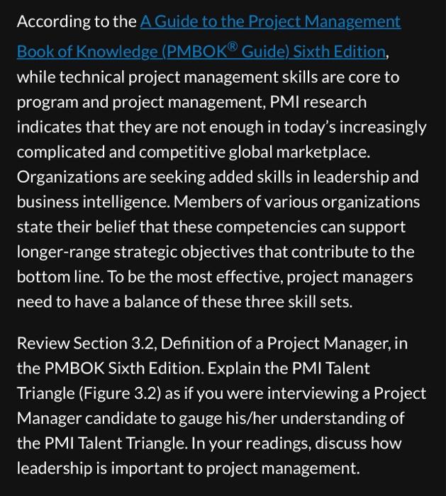 Solved According to the A Guide to the Project Management | Chegg.com