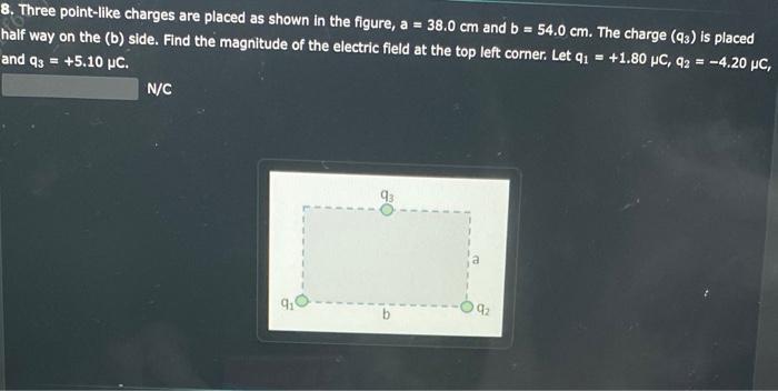Solved 3. Three point-like charges are placed as shown in | Chegg.com