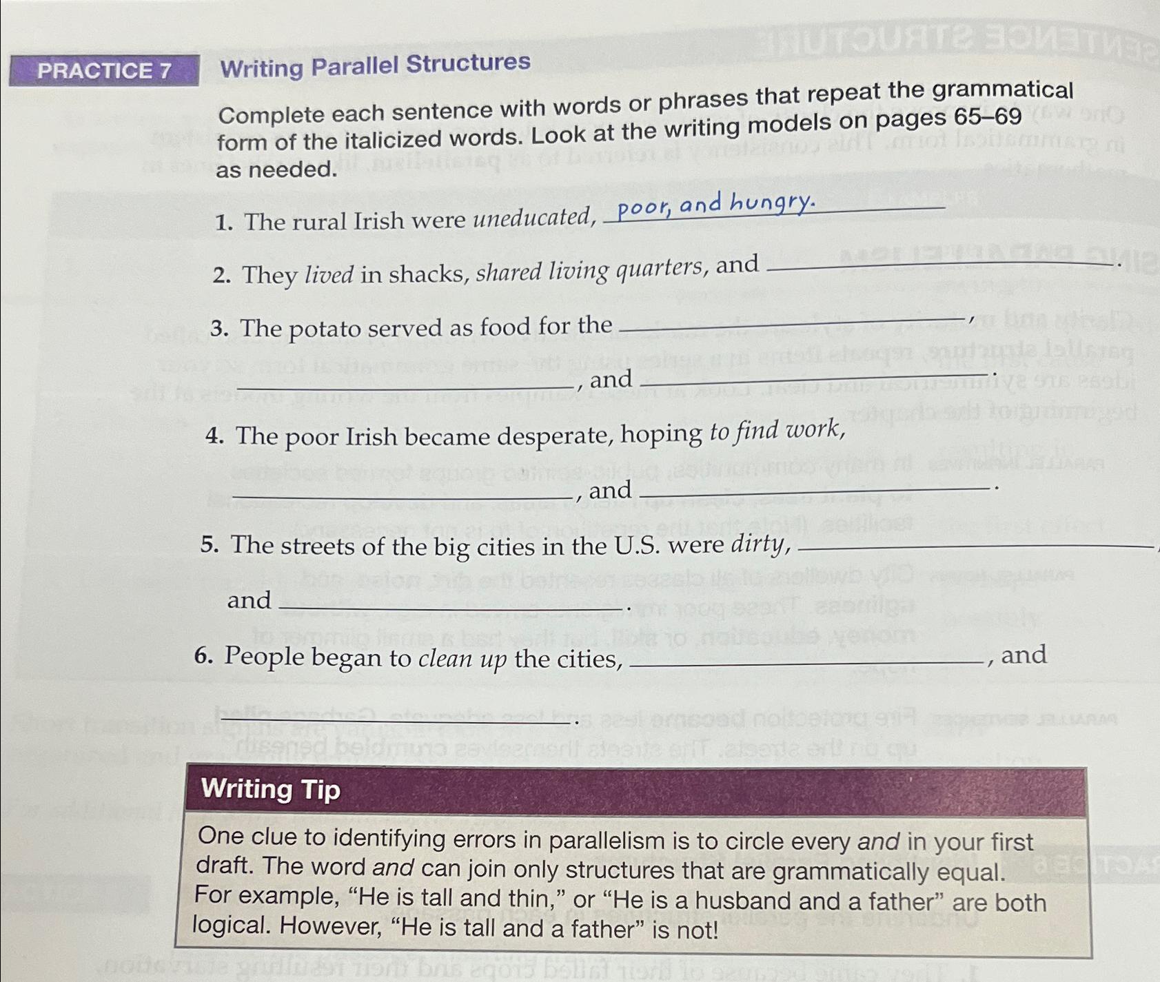 Solved PRACTICE 7 ﻿Writing Parallel StructuresComplete each | Chegg.com