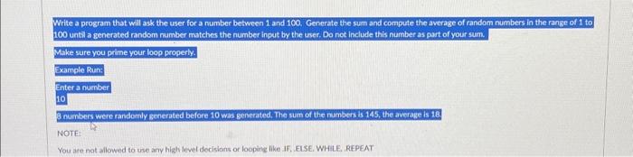 Solved Write a program that will ask the user for a number | Chegg.com
