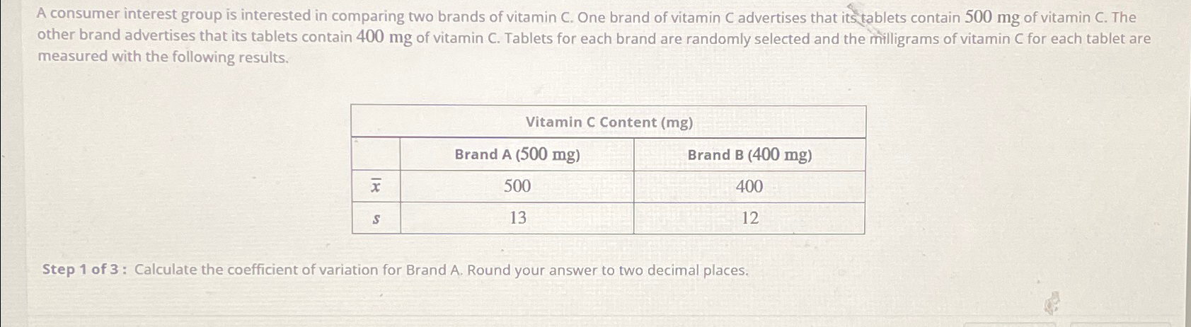 Solved A consumer interest group is interested in comparing | Chegg.com