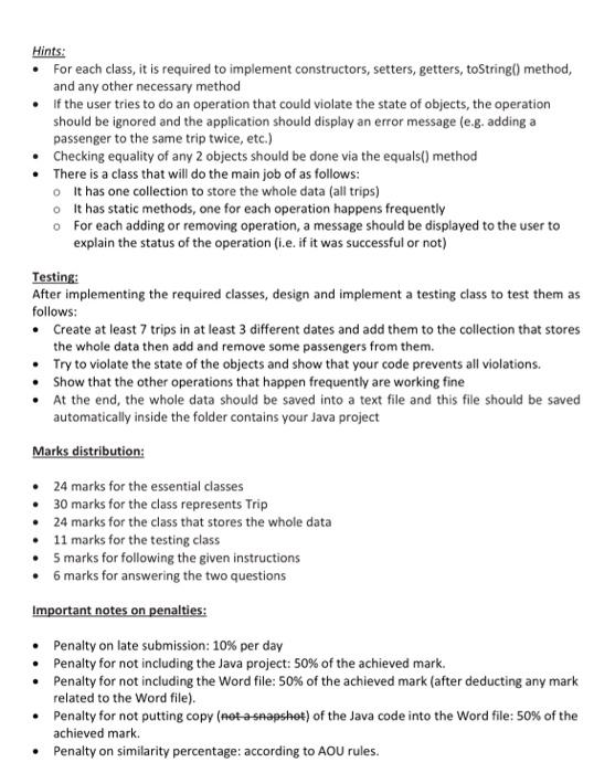 Solved Hints: - For each class, it is required to implement | Chegg.com Solved Hints: - For each class, it is required to implement | Chegg.com