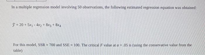 Solved In a multiple regression model involving 50 | Chegg.com