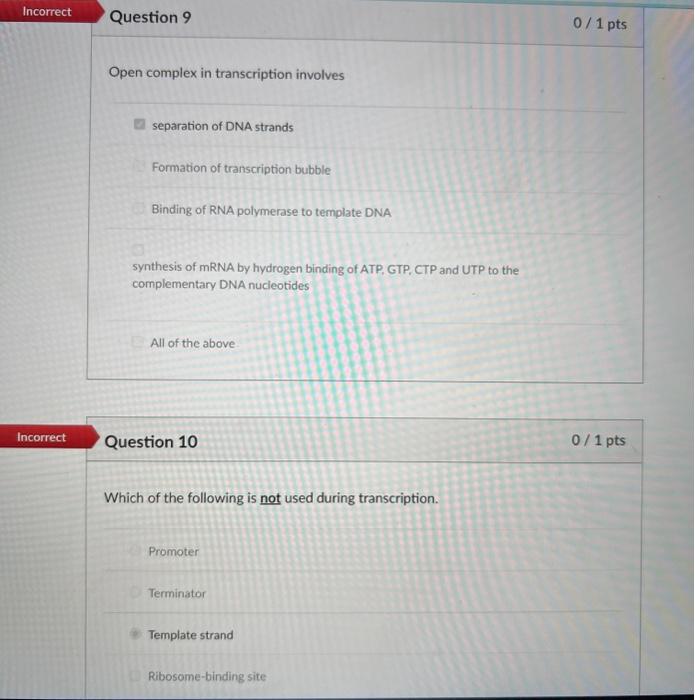Solved Open complex in transcription involves separation of | Chegg.com