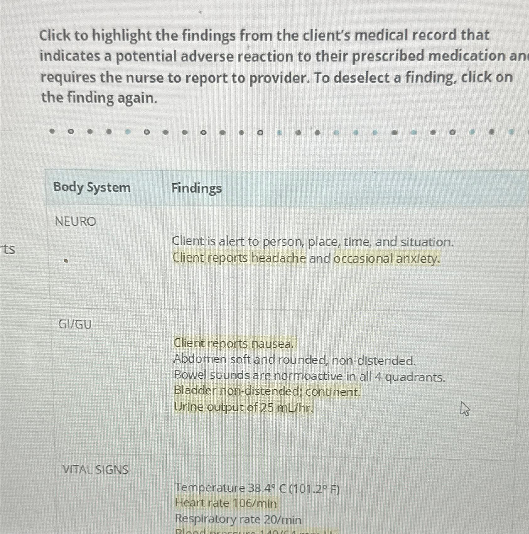 Click to highlight the findings from the client's | Chegg.com