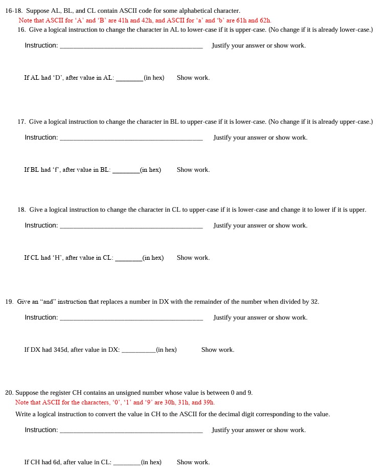 Solved suppose certain registers have ASCII code for a an | Chegg.com