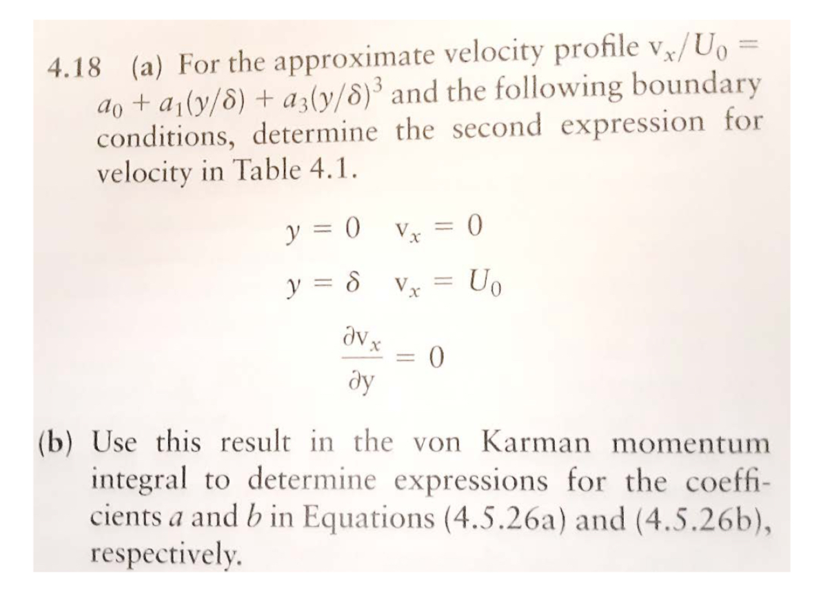 Solved 4.18 (a) ﻿For the approximate velocity profile | Chegg.com