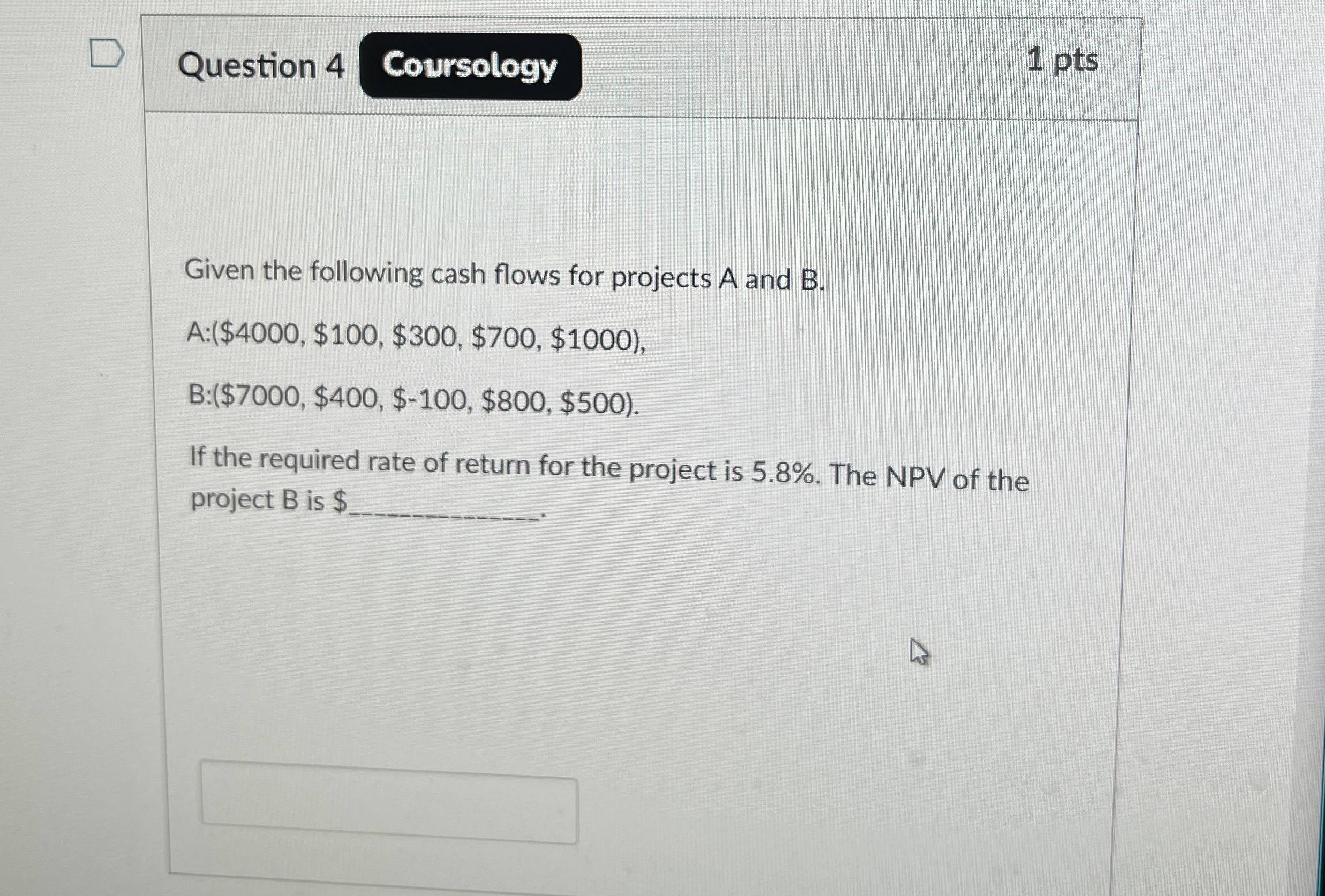 Solved Question 41 ﻿ptsGiven the following cash flows for | Chegg.com