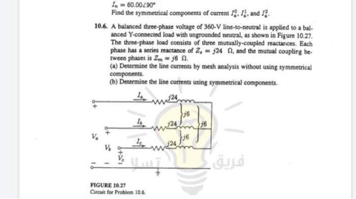 Solved In=60.00∠90∘ Find the symmetrical components of | Chegg.com