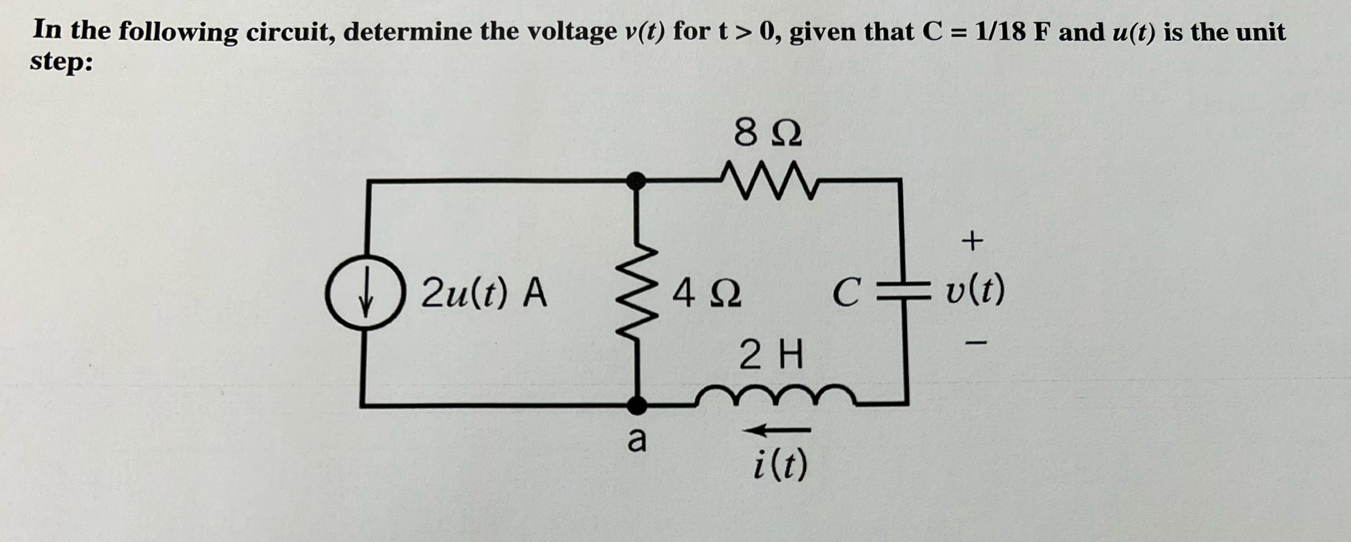 In the following circuit, determine the voltage v(t) | Chegg.com