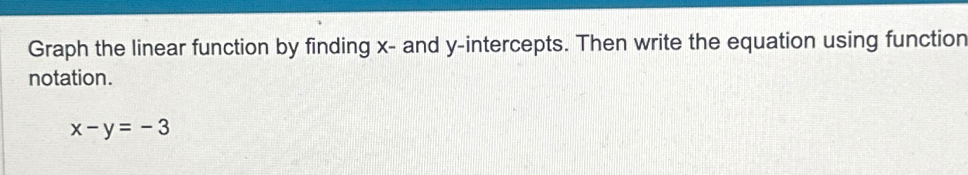 Solved Graph the linear function by finding x - ﻿and | Chegg.com