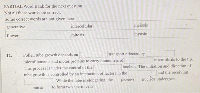 Solved PARTIAL Word Bank for the next question. Not all | Chegg.com