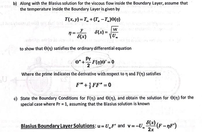 Solved Along with the Blasius solution for the viscous flow | Chegg.com