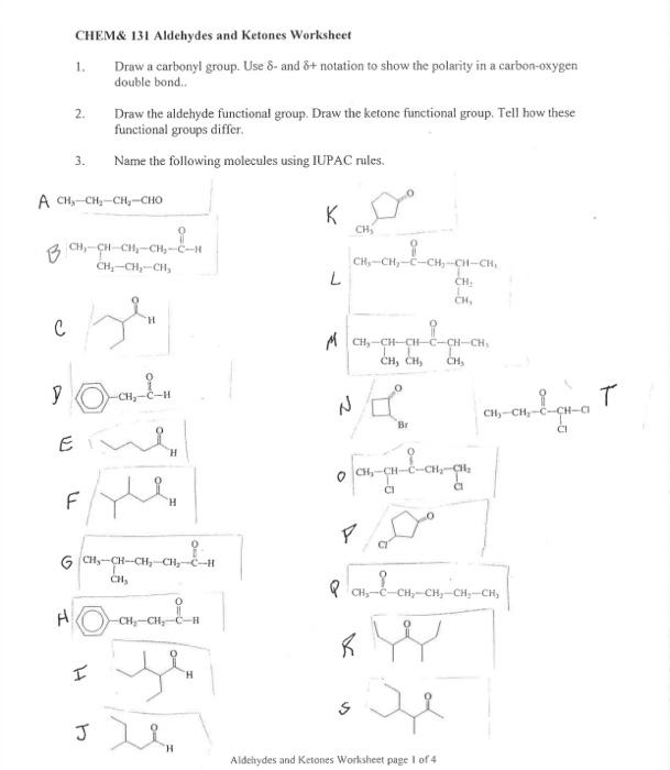Solved CHEM& 131 Aldehydes and Ketones Worksheet 1. Draw a | Chegg.com