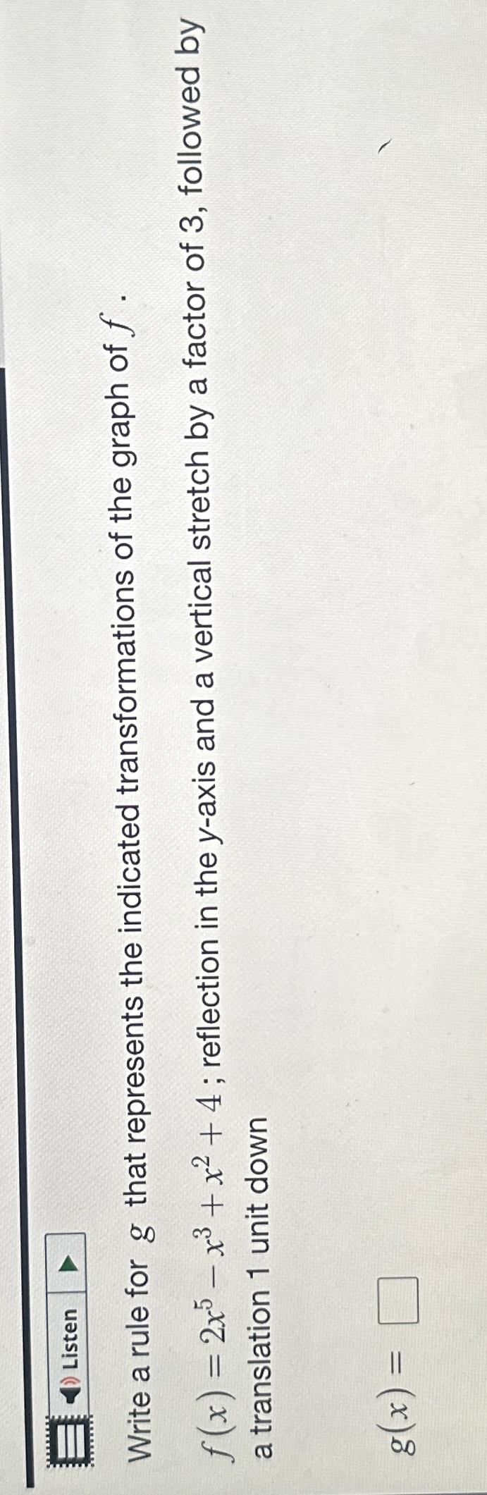 Solved Write a rule for g ﻿that represents the indicated | Chegg.com