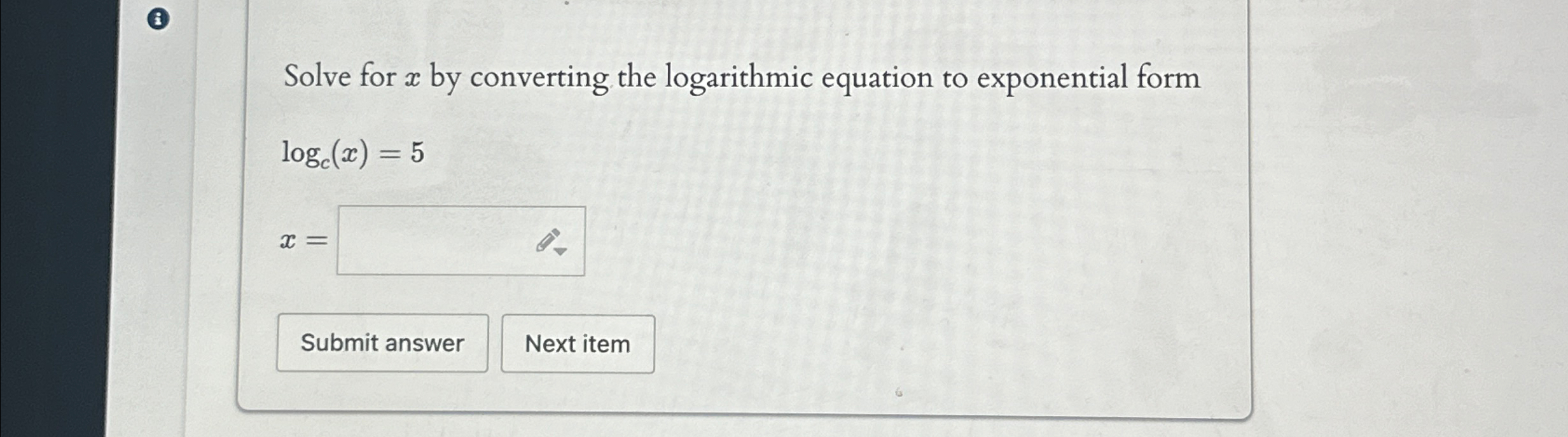 Solved Solve for x ﻿by converting the logarithmic equation | Chegg.com