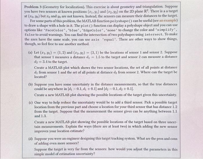 Solved Problem 3 Geometry For Localization This Exercise