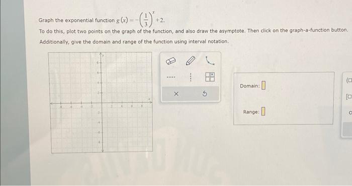 Solved Graph the exponential function g(x)=−(31)x+2. To do | Chegg.com