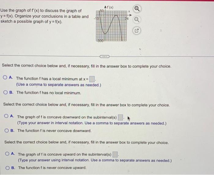 Solved Use the graph of f′(x) to discuss the graph of | Chegg.com