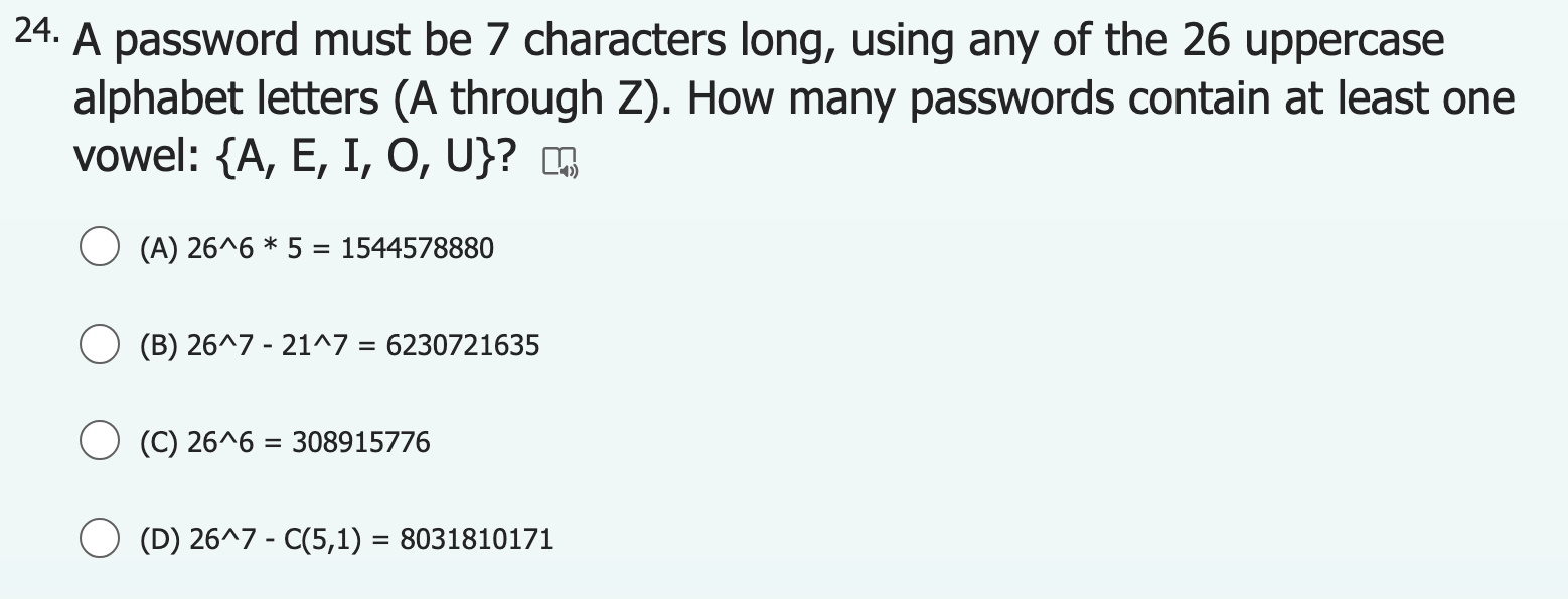 Solved A password must be 7 ﻿characters long, using any of | Chegg.com