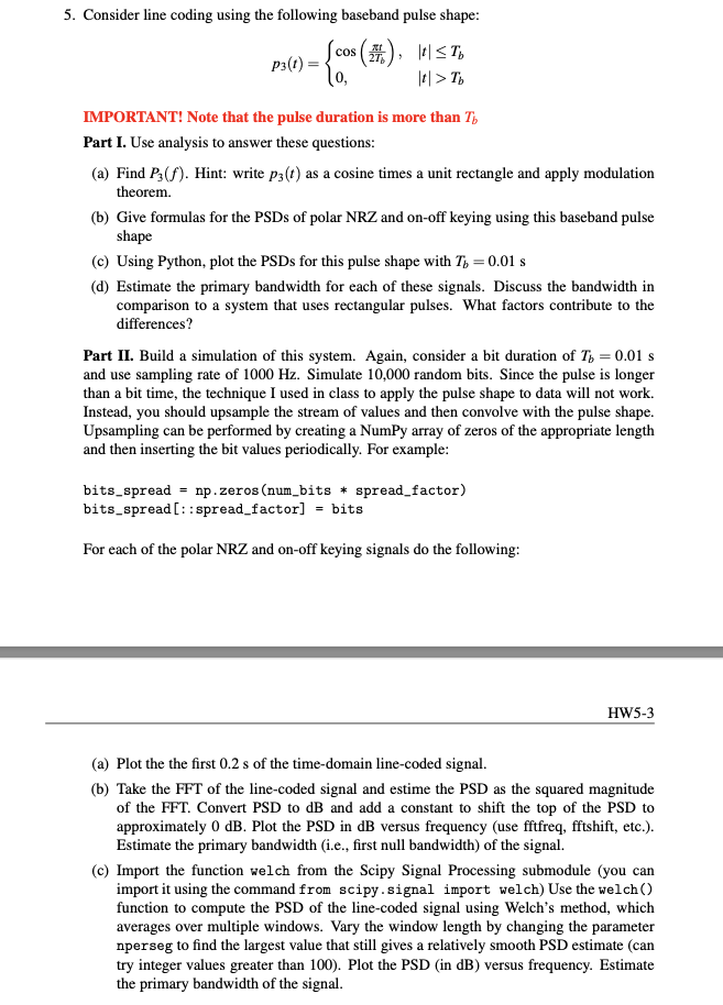 Solved Consider line coding using the following baseband | Chegg.com