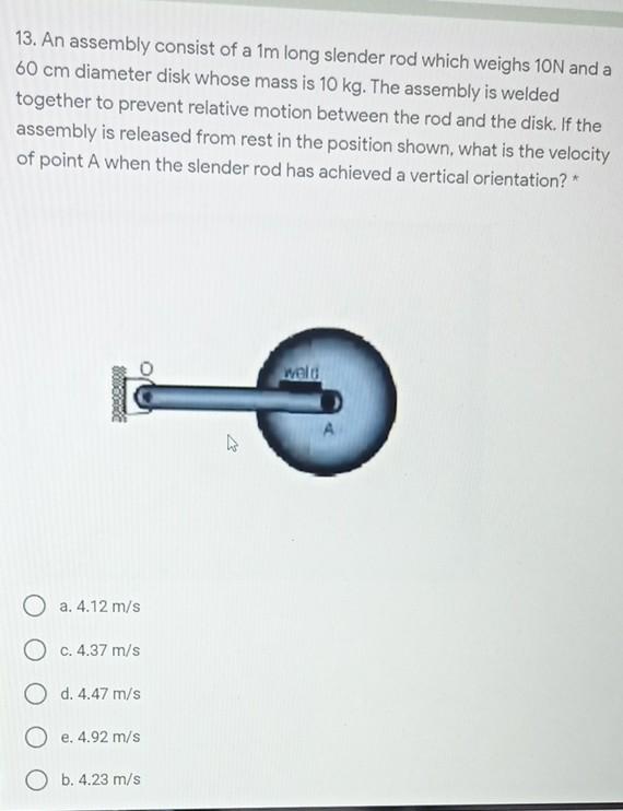 Solved 13. An assembly consist of a im long slender rod | Chegg.com