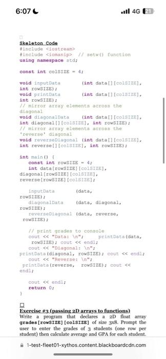 Solved Exercise 2 Passing 2 D Arrays To Functions Write