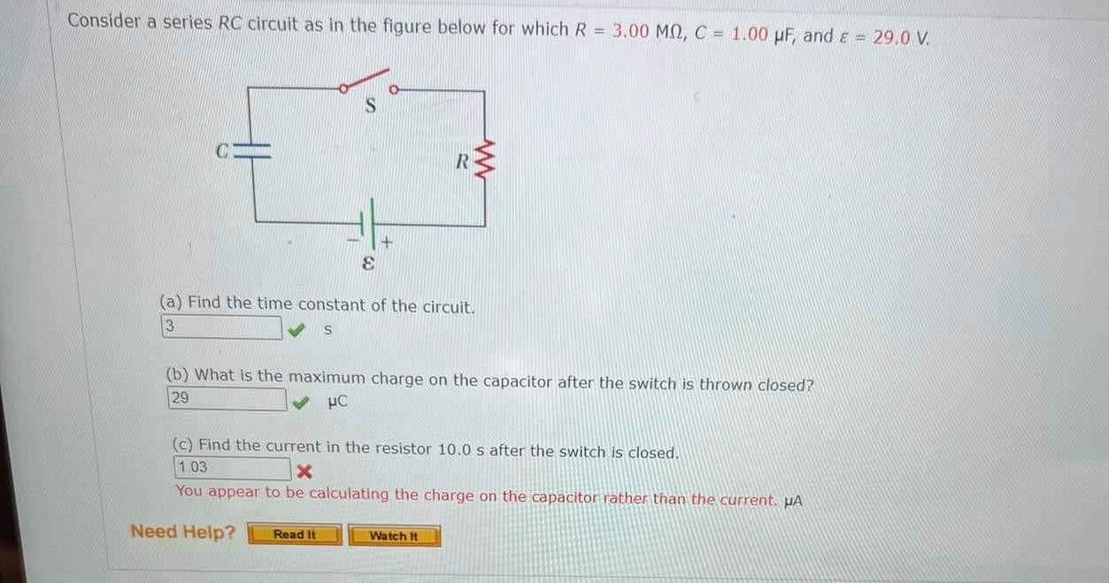Solved Consider a series RC circuit as in the figure below | Chegg.com