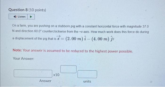 Solved On a farm, you are pushing on a stubborn pig with a | Chegg.com