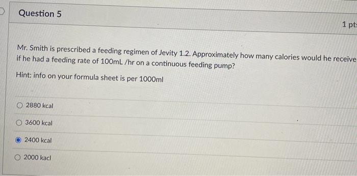 Solved Ms. Chin is on cyclic feeding regimen from 8 pm-8 am | Chegg.com