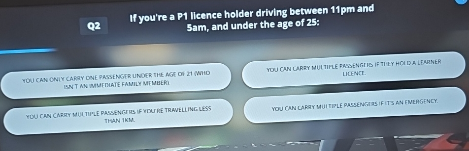 Solved If you're a P1 ﻿licence holder driving between 11pm | Chegg.com