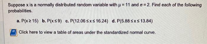 Solved Suppose x is a normally distributed random variable | Chegg.com