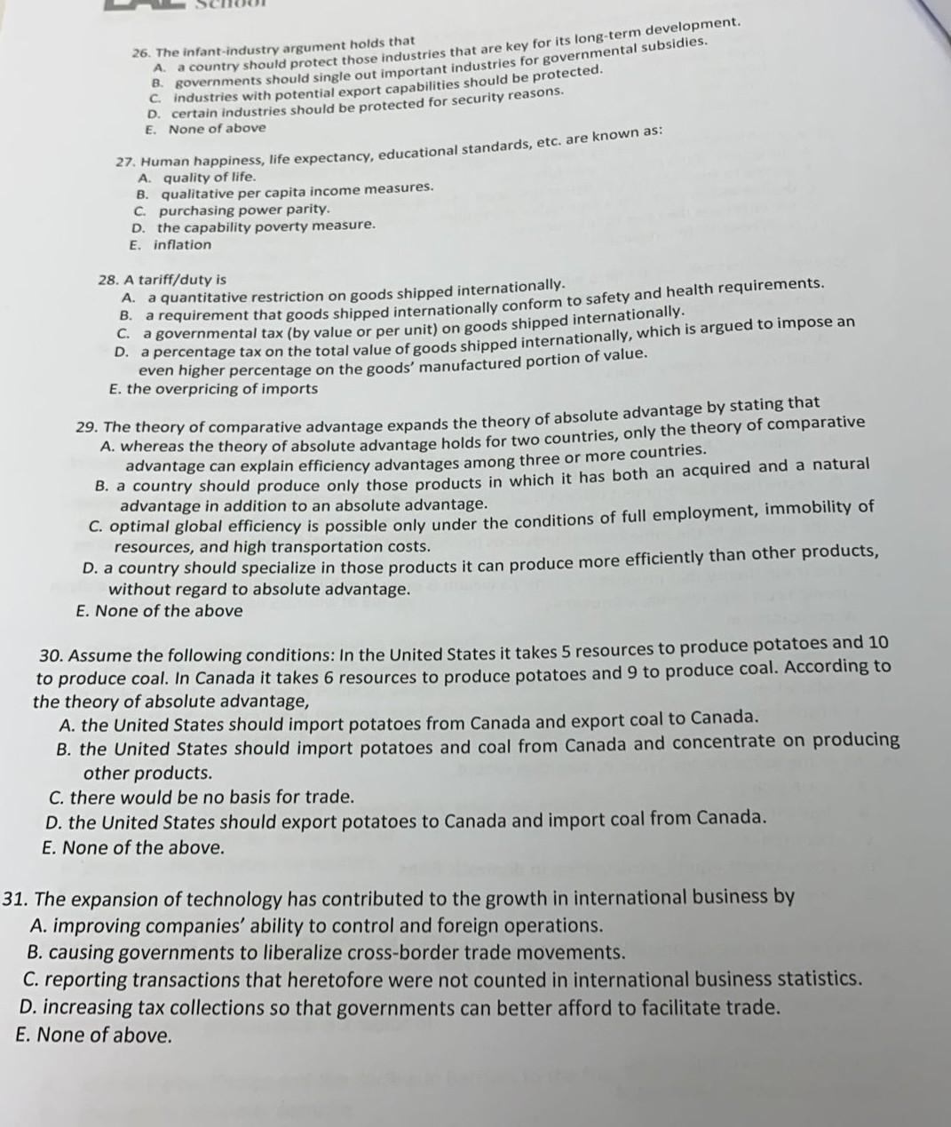 Solved A 26. The infant-industry argument holds that a | Chegg.com