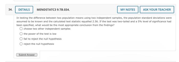Solved In testing the difference between two population | Chegg.com
