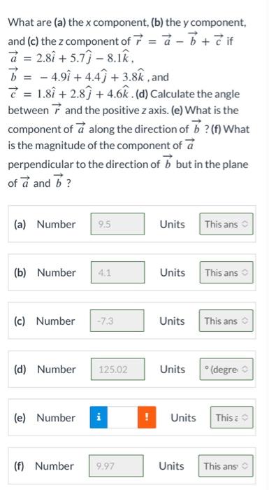 What are (a) the x component, (b) the y component, | Chegg.com