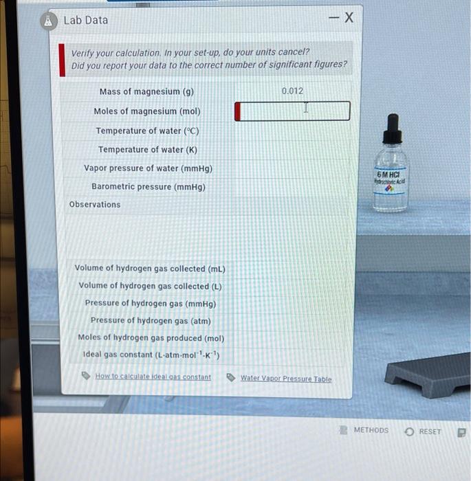 A Lab Data - X Verify your calculation in your | Chegg.com