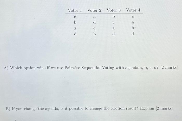 A) Which option wins if we use Pairwise Sequential | Chegg.com