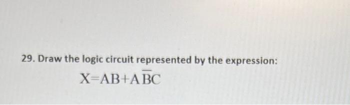 Solved 29. Draw the logic circuit represented by the | Chegg.com